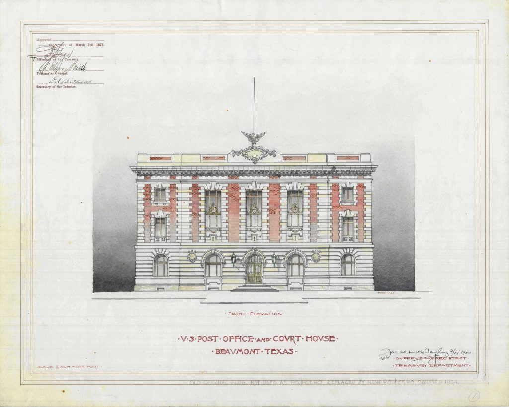 Beaumont Texas Courthouse & Post Office Blueprint Drawing 1875 ...