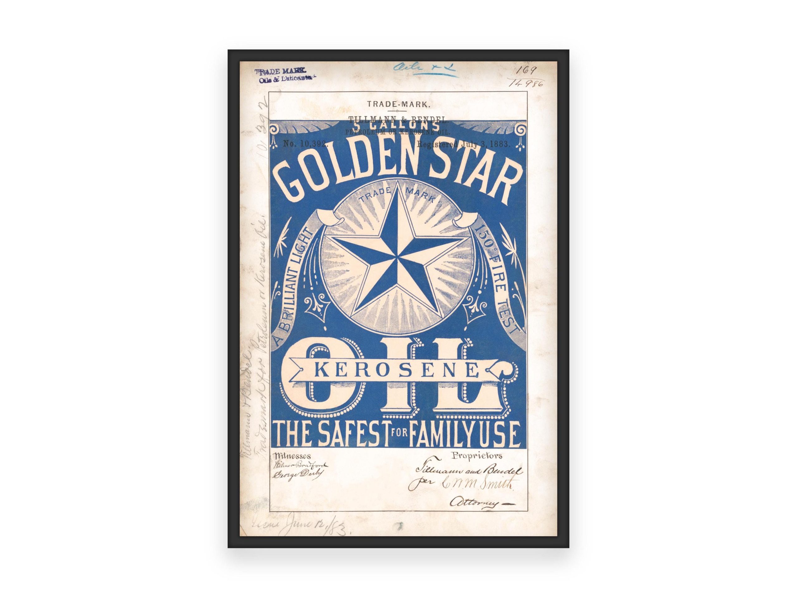 Golden Star Kerosene Oil Trademark 1883 Print – Vintage Petroleum Label ...