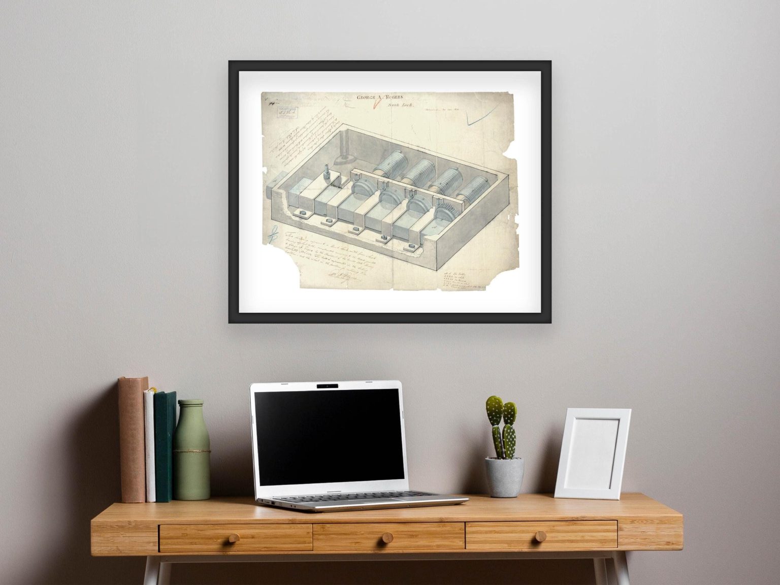 Bank Lock Patent Print 1836 – Vintage Security Device, Antique Safe ...