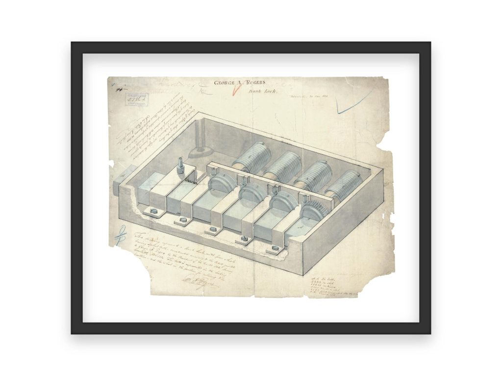 Bank Lock Patent Print 1836 – Vintage Security Device, Antique Safe ...
