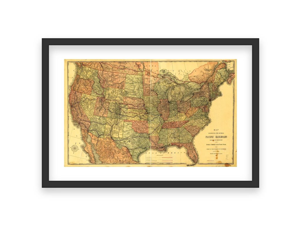 Map of Pacific Railroads in the United States – 1883 Transportation Map ...