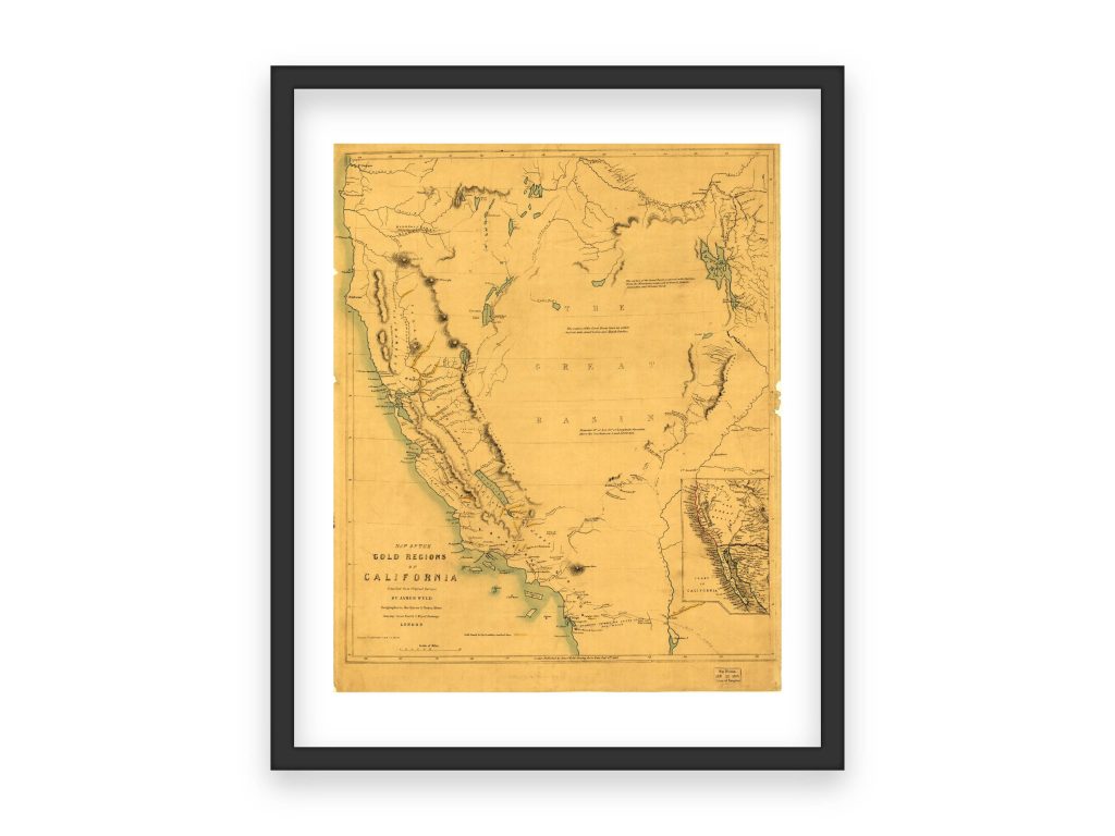 1850 Gold Regions of California – Historical Gold Rush Era Map, Great ...