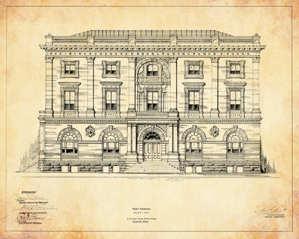 Jackson Mississippi Courthouse & Post Office Blueprint Drawing ...
