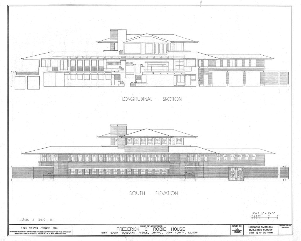 Frederick C. Robie House Drawing – Frank Lloyd Wright House Design ...