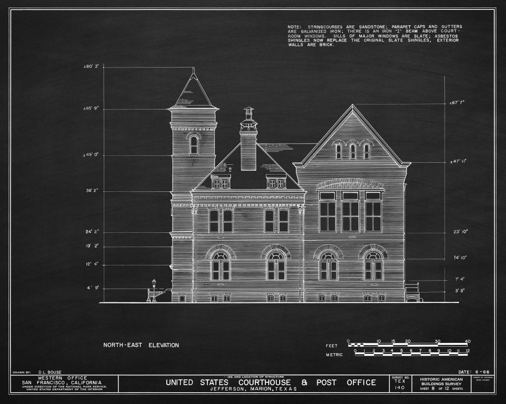 Jefferson Texas Courthouse & Post Office Elevation Drawing – Courthouse ...